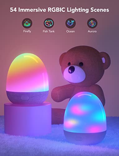 Govee RGBIC Easter Night Light, Sound Machine, Bluetooth Speaker in One, 60+ Music, Game & Sence Modes, Portable Table Lamp with Charging Base, White Noise Machine, Sleep Trainer for Gentle Wake Up