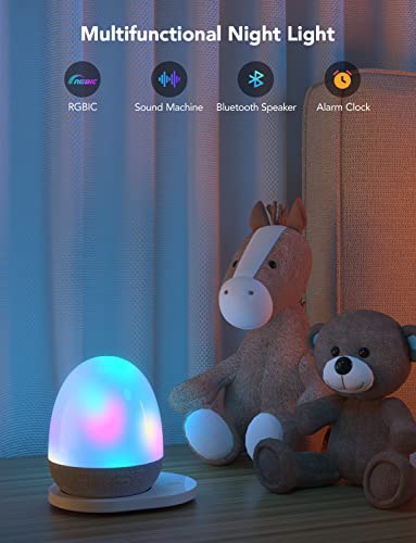 Govee RGBIC Easter Night Light, Sound Machine, Bluetooth Speaker in One, 60+ Music, Game & Sence Modes, Portable Table Lamp with Charging Base, White Noise Machine, Sleep Trainer for Gentle Wake Up