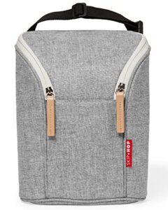 skip hop baby bottle bag, grab & go, grey melange