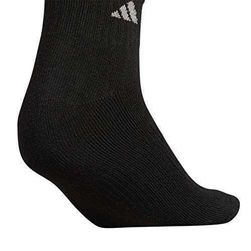 adidas Women's Athletic Cushioned Quarter Socks with Arch Compression (6-Pair), Black/Aluminum 2, Medium