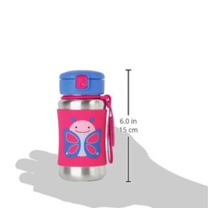 Skip Hop Toddler Sippy Cup with Straw, Zoo Stainless Steel Straw Bottle, Butterfly