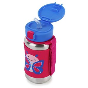 Skip Hop Toddler Sippy Cup with Straw, Zoo Stainless Steel Straw Bottle, Butterfly