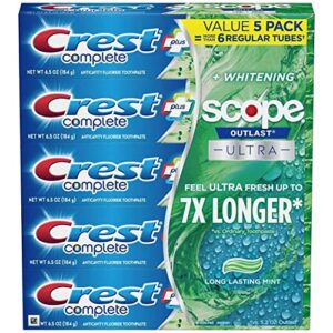 crest complete whitening + scope toothpaste, 6.5 ounce (5 pack)