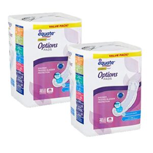 equate body curve incontinence pads for women, moderate, regular length, 54 ct – 2 pack