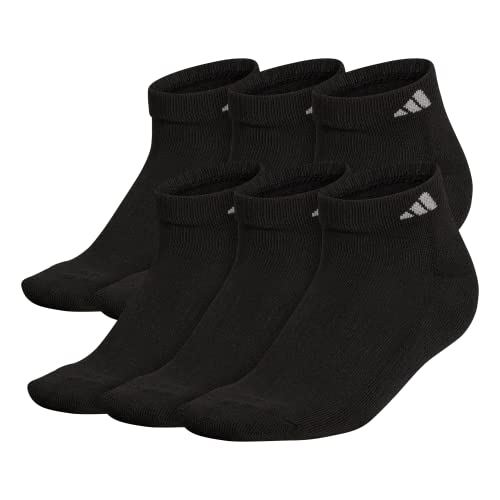 adidas Women's Athletic Cushioned Low Cut Socks with Arch Compression (6-Pair), Black/Aluminum 2, Medium