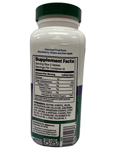 Equate Sugar Free Prebiotic Fiber Supplement Chewable Tablets Bundle: (2) 90 ct Bottles & ThisNThat Tip Card