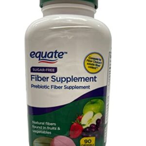 Equate Sugar Free Prebiotic Fiber Supplement Chewable Tablets Bundle: (2) 90 ct Bottles & ThisNThat Tip Card