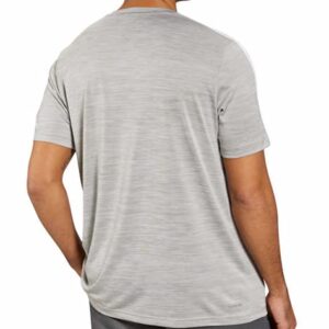 adidas Men's 3 Stripe Tech Tee Moisture Wicking Fabric Relaxed Fit 1465164 (Grey Heather, Small)