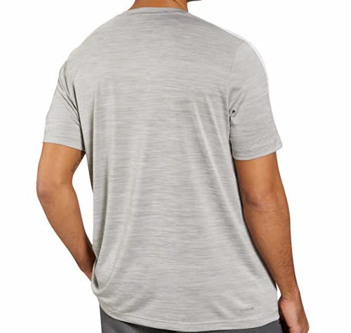 adidas Men's 3 Stripe Tech Tee Moisture Wicking Fabric Relaxed Fit 1465164 (Grey Heather, Small)