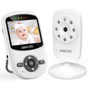 anmeate video baby monitor with digital camera, digital 2.4ghz wireless video monitor with temperature monitor, 960ft transmission range, 2-way talk, night vision, high capacity battery