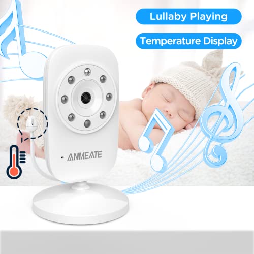 ANMEATE Video Baby Monitor with Digital Camera, Digital 2.4Ghz Wireless Video Monitor with Temperature Monitor, 960ft Transmission Range, 2-Way Talk, Night Vision, High Capacity Battery