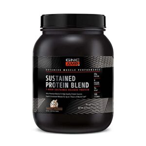 gnc amp sustained protein blend| targeted muscle building and exercise formula | 4 protein sources with rapid & sustained release | gluten free |28 servings | chocolate milkshake