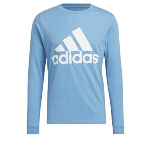 adidas amplifier long sleeve badge of sport tee men’s, blue, size m