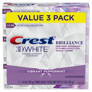 crest 3d white brilliance toothpaste, vibrant peppermint, 3.9 oz (pack of 3)