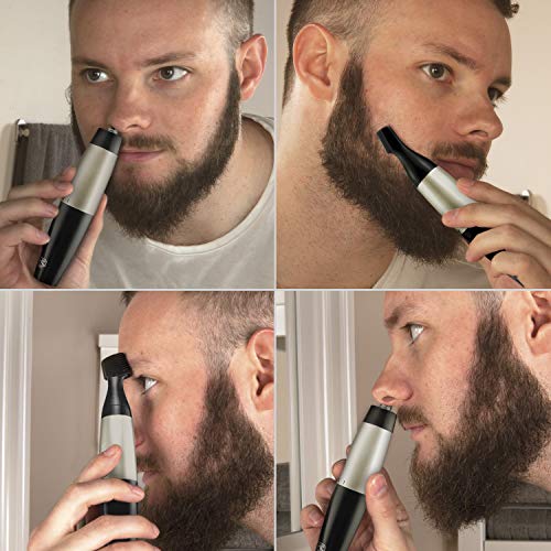 Wahl Groomsman Men’s Lithium Battery Powered Ear, Nose, & Brow Trimmer for Eyebrow & Facial Hair Trimming for Men with 2 Interchangeable Heads – Model 5560-2801