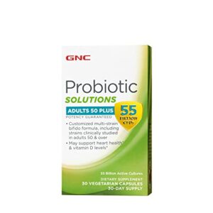 gnc probiotic solutions adults | customized vegetarian formula for adults 50+, supports digestive and immune health | 30 capsules