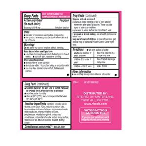 Rite Aid Women's Stimulant Laxative Tablets, Bisacodyl USP, 5 mg - 90 Count | Constipation Relief | Coated for Easy Swallowing | Laxatives for Constipation for Women | Women Health | Stool Softener