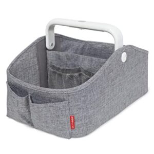 Skip Hop Diaper Caddy Organizer with Touch Sensor Night Light, Nursery Style, Heather Grey