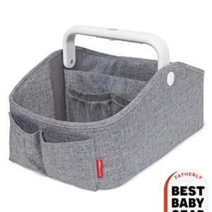 Skip Hop Diaper Caddy Organizer with Touch Sensor Night Light, Nursery Style, Heather Grey