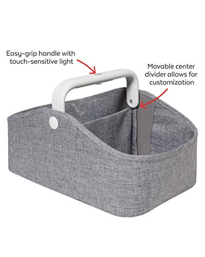 Skip Hop Diaper Caddy Organizer with Touch Sensor Night Light, Nursery Style, Heather Grey