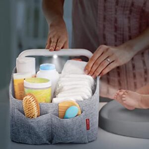 Skip Hop Diaper Caddy Organizer with Touch Sensor Night Light, Nursery Style, Heather Grey