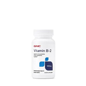 gnc vitamin b-2 100mg, 100 tablets, metabolizes fats, carbohydrates and proteins