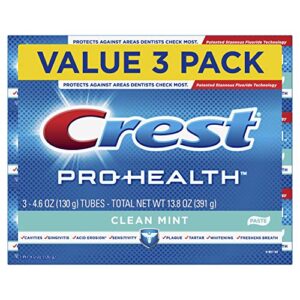 crest pro-health smooth formula toothpaste, clean mint, 4.6 oz, pack of 3 (packaging may vary)