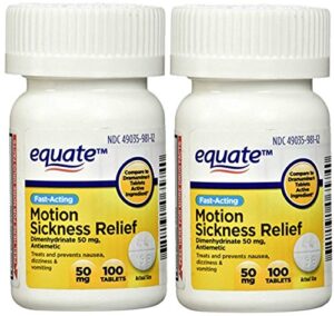 equate – motion sickness 50 mg, 100 tablets (2 pack)