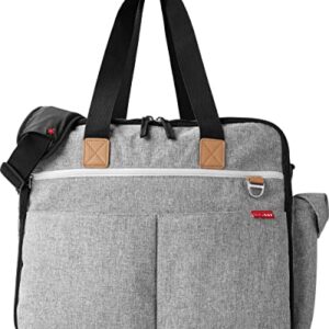 Skip Hop Diaper Bag: Iconic Duo Weekender, Extra Large Capacity with Changing Pad & Stroller Attachment, Grey Melange