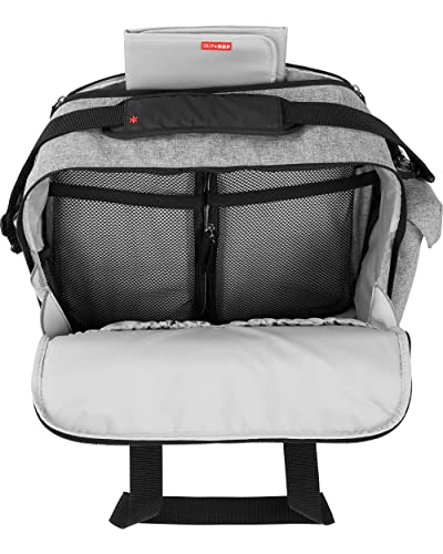 Skip Hop Diaper Bag: Iconic Duo Weekender, Extra Large Capacity with Changing Pad & Stroller Attachment, Grey Melange