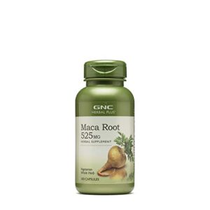 gnc herbal plus maca root 525mg, 100 capsules, supports vitality