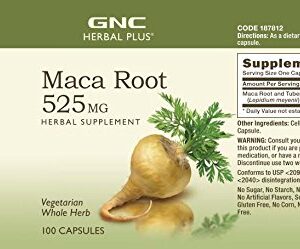 GNC Herbal Plus Maca Root 525mg, 100 Capsules, Supports Vitality