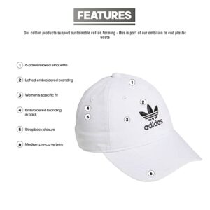 adidas Originals Women's Relaxed Fit Adjustable Strapback Cap, White/Black, One Size