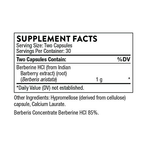 Thorne Berberine 1000 mg per Serving - Botanical Supplement - Support Heart Health, Immune System, Healthy GI, Cholesterol - Gluten-Free, Dairy-Free - 60 Capsules - 30 Servings