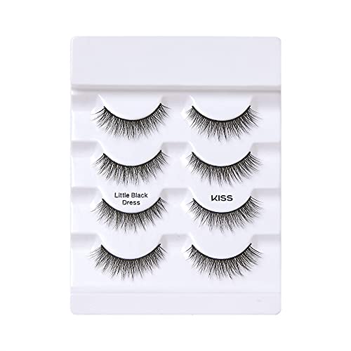 KISS Lash Couture Faux Mink False Eyelashes Multipack, Knot-Free Lash Band, Reusable, Contact Lens Friendly, Easy To Apply, Ultrafine, Tapered, Synthetic Fake Lashes, Style Little Black Dress, 4 Pairs