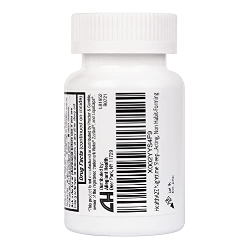 HealthA2Z Nighttime Sleep Aid 96 Softgels | Diphenhydramine HCl | Fast Acting | Non Habit-Forming | Adult Sleeplessness LiquiCaps