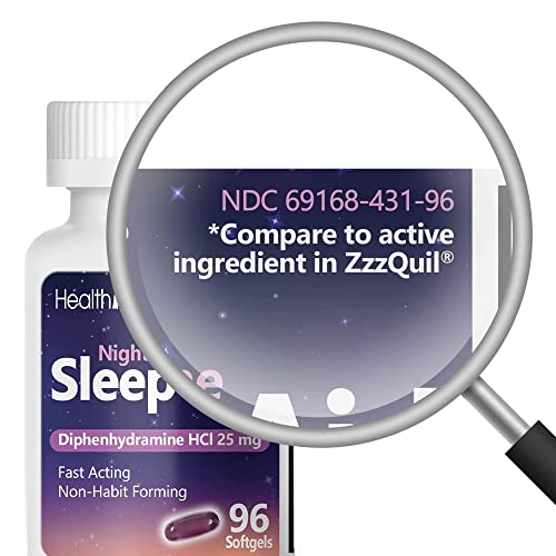 HealthA2Z Nighttime Sleep Aid 96 Softgels | Diphenhydramine HCl | Fast Acting | Non Habit-Forming | Adult Sleeplessness LiquiCaps