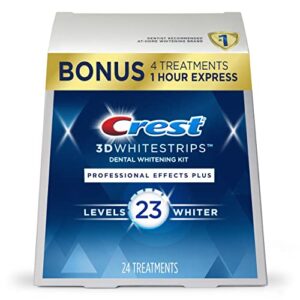 crest 3d whitestrips, professional effects plus, teeth whitening strip kit, 48 strips (24 count pack)