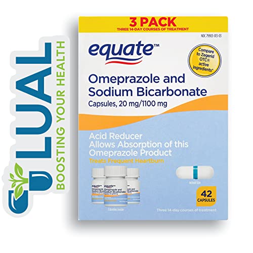 Equate Omeprazole and Sodium Bicarbonate Capsules, 20 mg/1100 mg, Acid Reducer, 42 Count Plus Luall Fridge Magnet