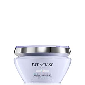 kerastase blond absolu cicaextreme conditioning hair mask | for weak, sensitized hair post-bleaching | repairs and nourishes damage and split ends | with hyaluronic acid & edelweiss flower | 6.8 fl oz