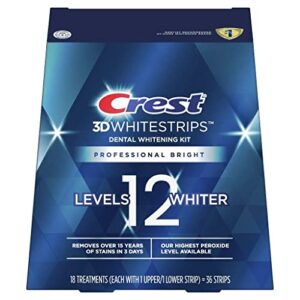 crest 3d whitestrips professional bright levels 12 teeth whitening kit, 18 treatments, 1, 36.0 count