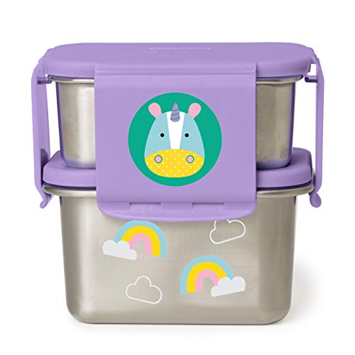 Skip Hop Toddler Stainless Steel Lunch Box Kit, Zoo, Unicorn