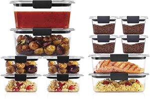 rubbermaid brilliance storage plastic lids | bpa free, leak proof food container, clear, 24-piece