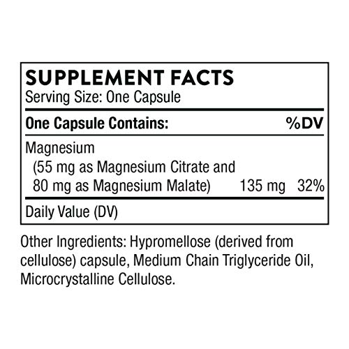 Thorne Magnesium CitraMate - Magnesium Supplement with Citrate-Malate - Support Heart, Skeletal Muscles, Cardiac, Lung Function, and Bone Density - Gluten-Free, Dairy-Free, Soy-Free - 90 Capsules