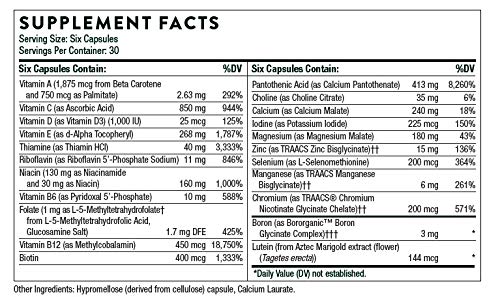 Thorne Men's Multi 50+ - Daily Multivitamin and Nutrients for Men Without Iron and Copper to Support Healthy, Active Lifestyle - Gluten-Free, Soy-Free - 180 Capsules - 30 Servings