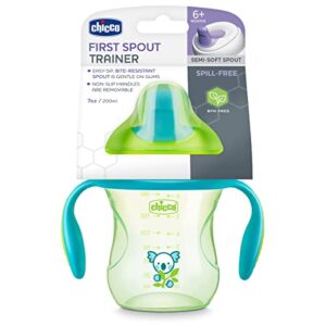 Chicco Semi-Soft Spout Trainer Spill-Free Sippy Cup 7oz. Green 6m+