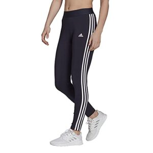 adidas women’s standard loungewear essentials 3-stripes leggings, legend ink/white, medium