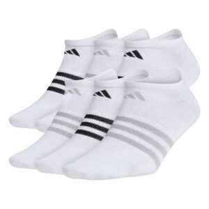 adidas women’s superlite no show socks (6-pair), white/clear onix grey/black, medium