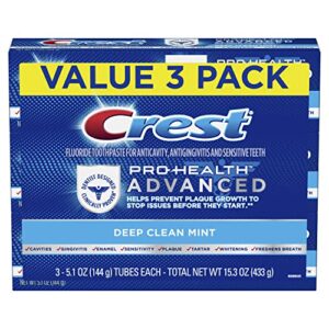 crest pro health advanced deep clean toothpaste, mint, 5.1 ounce, pack of 3