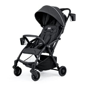 chicco presto self-folding, compact stroller with canopy, lightweight aluminum frame umbrella stroller, for babies and toddlers up to 50 lbs. | graphite/grey